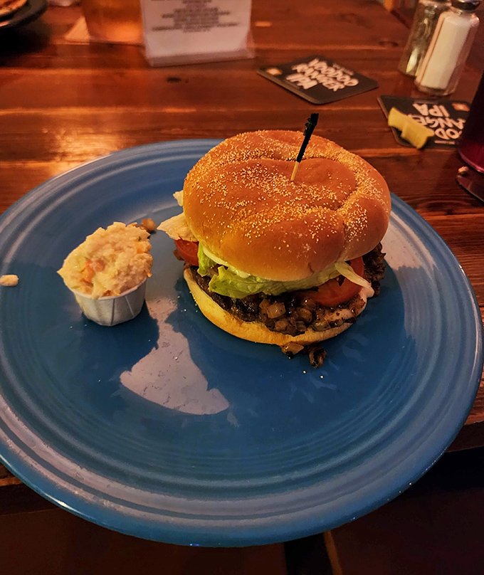 This isn't just a burger&mdash;it's architectural genius with beef, a towering achievement that makes you wonder why you ever considered ordering seafood.