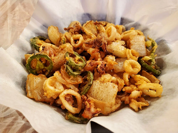 Fried calamari with jalape&ntilde;os&mdash;a crispy, spicy symphony. The perfect opening act before the main seafood headliner takes the stage.