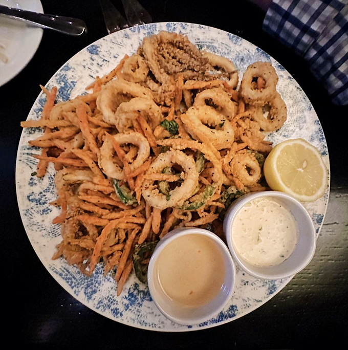 Calamari that doesn't require a chewing workout? That's the Bristol miracle&mdash;tender rings with a crisp exterior that shatters like delicate glass.