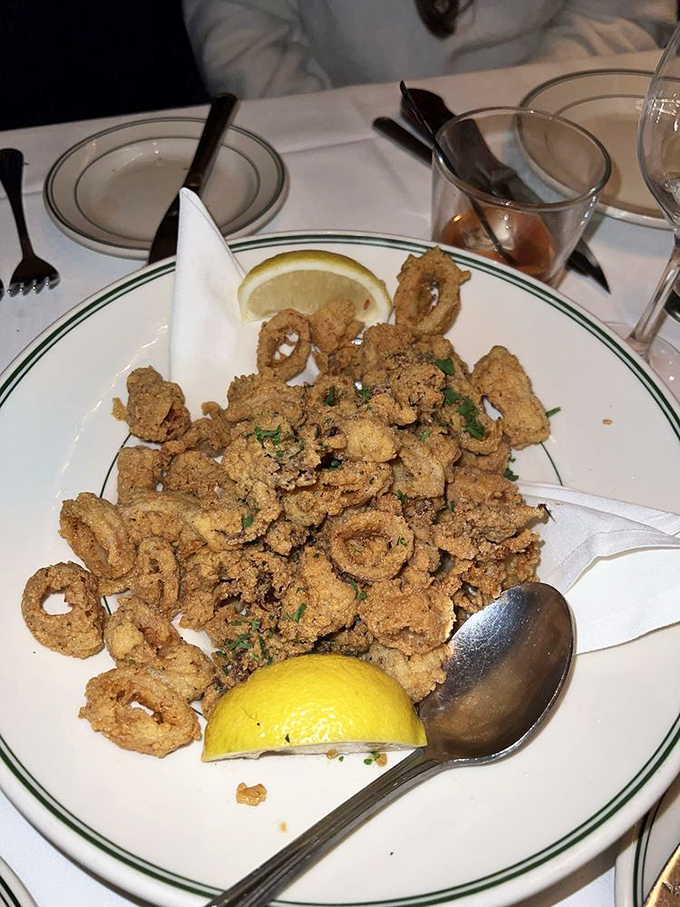 Calamari that'll make you say "Oh my cod!" These crispy rings of joy are like edible gold &ndash; if gold were deliciously breaded and came with a zesty dipping sauce.