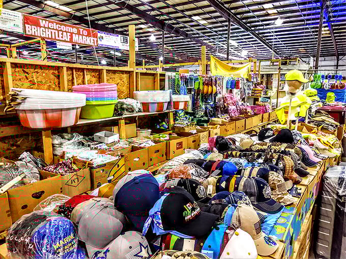 Baseball cap heaven or hat apocalypse? Either way, there's enough headwear here to outfit every noggin in three counties.