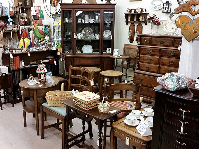 Fine wooden furniture with stories to tell sits patiently waiting for its next chapter. These aren't just chairs&mdash;they're time machines with upholstery.