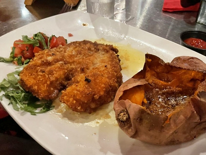 Not all heroes wear capes&mdash;some wear golden-brown crusts. This crispy cutlet alongside a sweet potato reminds us that chicken deserves respect too.