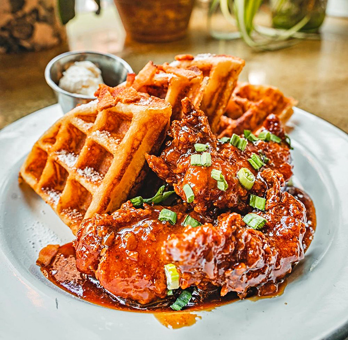 Chicken and waffles: the culinary equivalent of Sinatra and a martini – a perfect pairing that never goes out of style.