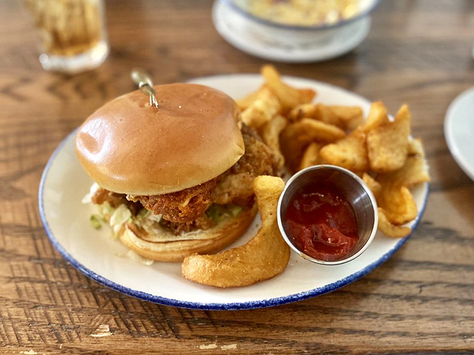 A fried chicken sandwich that makes a compelling argument for moving to Charleston permanently. Crispy, juicy, and unapologetically Southern.
