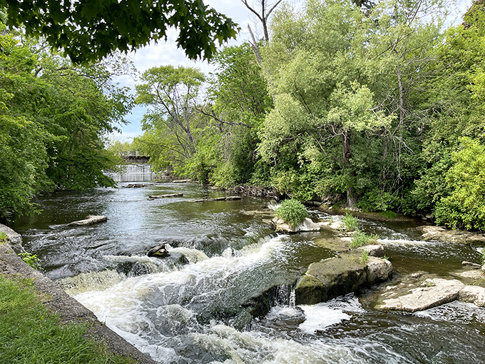 Downtown Cedarburg's intersection of past and present, where cream city brick buildings have witnessed generations of "I'll just pop in for a minute" shopping sprees.