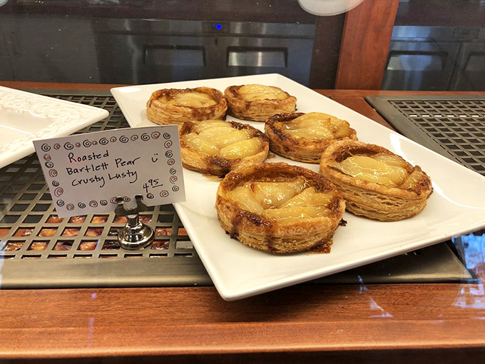 Roasted Bartlett pear "crusty lusties" - proof that someone in Sacramento is thinking about pastry in ways that should probably require a special license.