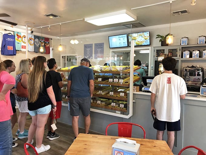 The line forms to the right, please. These patient pilgrims understand that greatness can't be rushed, especially when it involves potato flour.