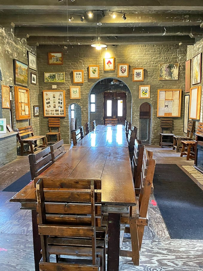 The great hall's massive wooden table could host a feast for medieval nobles or today's history buffs. Those stone walls have heard countless tales of castle lore.