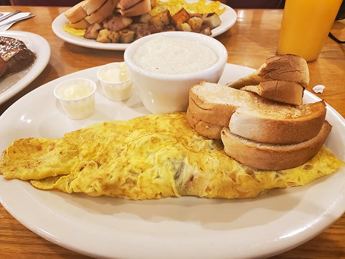 Classic breakfast perfection that reminds you why simplicity often trumps complexity&mdash;an omelet, home fries, and toast that hit all the right notes.