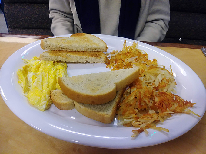 Breakfast fundamentals executed with precision. Those hash browns have achieved the perfect crisp-to-tender ratio that eludes most home cooks.