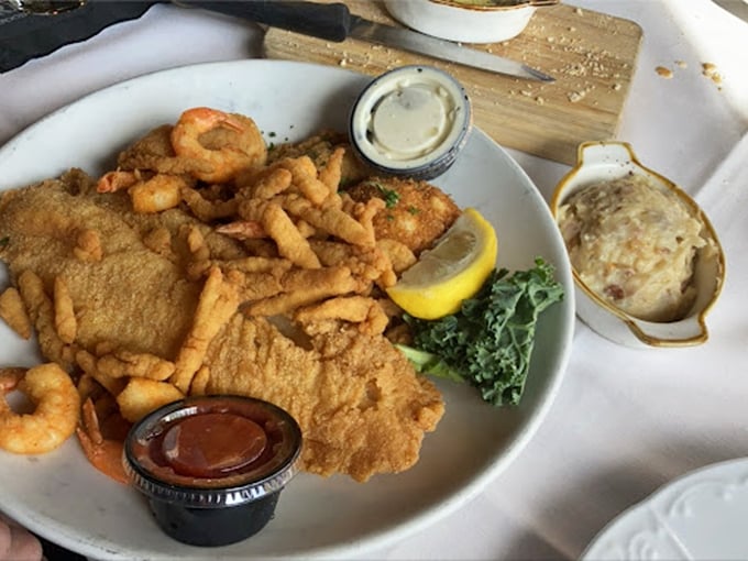 Golden-fried perfection that makes you wonder why we bother cooking seafood any other way. The crunch is practically musical.