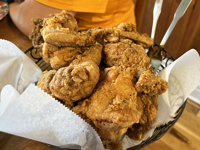 Fried chicken that makes you question every other fried chicken you've ever eaten. Crispy, golden, and destined to appear in your food dreams.