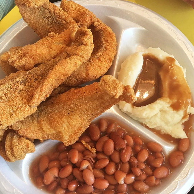 Cornmeal-crusted fish that would make any lake proud. The golden exterior promises a flaky interior that delivers on every level.