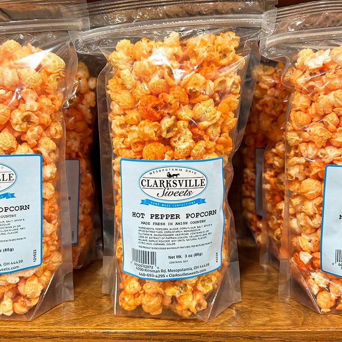 Hot pepper popcorn: for when regular popcorn just isn't living its best life. Amish Country's answer to Netflix night.

