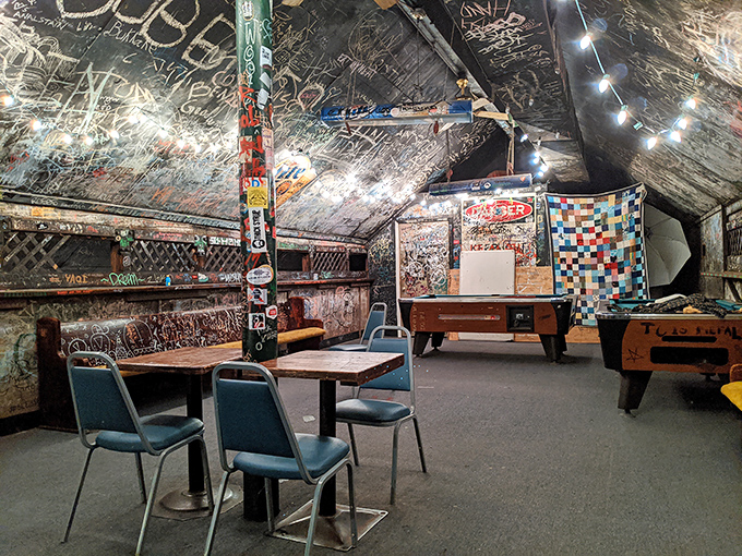 The graffiti-covered game room feels like stepping into the collective consciousness of four decades of Arkansas music lovers.
