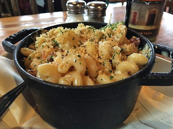 Mac and cheese gets the grown-up treatment in this cast iron skillet of comfort &ndash; childhood memories with a college education.