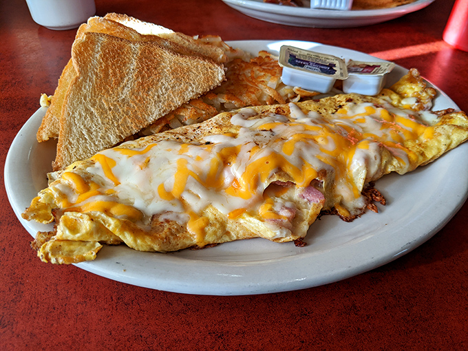 An omelet that doesn't need a fancy French name to prove its worth&mdash;just cheese, meat, and eggs in perfect harmony.