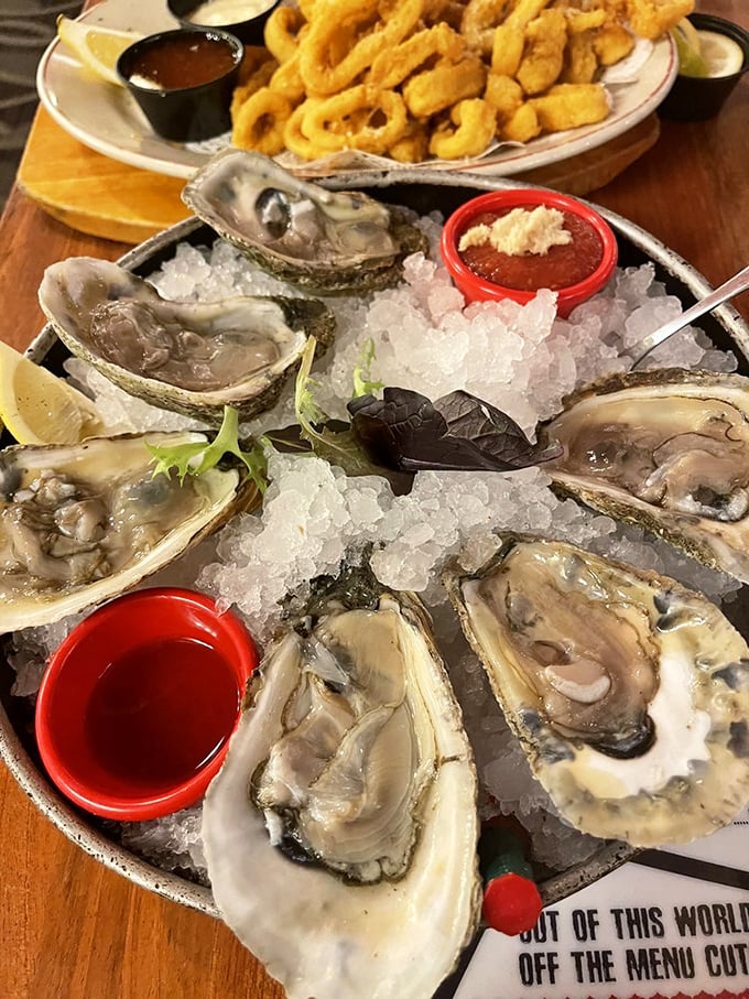 These oysters aren't just seafood&mdash;they're glistening treasures from Virginia waters, arranged like jewelry on a bed of ice fit for Neptune himself.