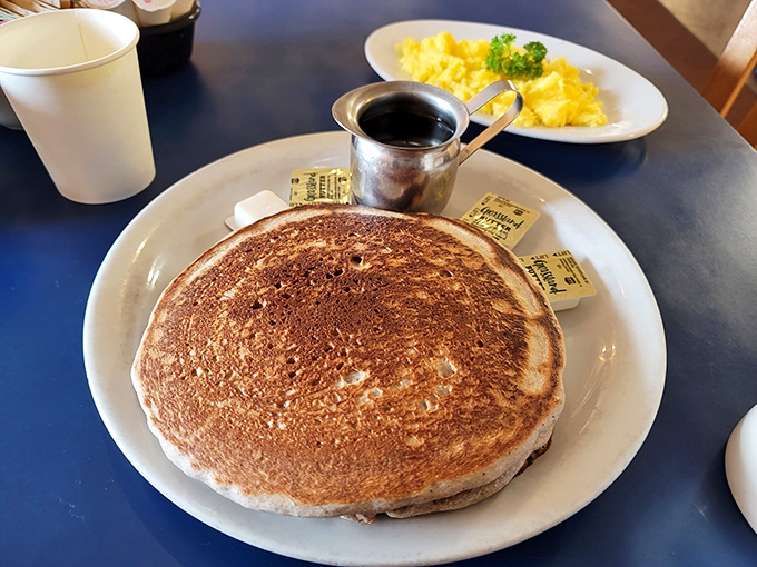 This pancake isn't just big&mdash;it's the size of a small New Mexican territory. Bring reinforcements or prepare for delicious defeat.