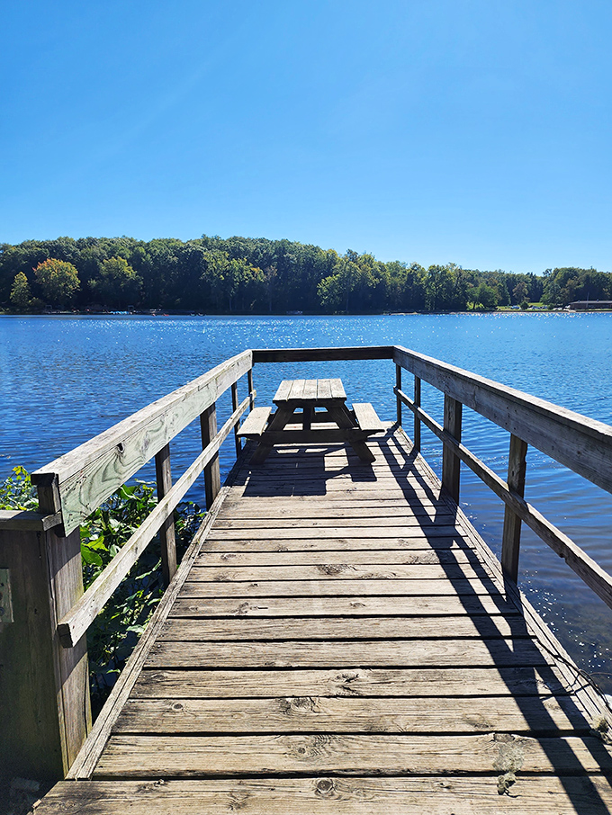 This dock isn't just wood and nails&mdash;it's front-row seating to the greatest show on earth: sunset over still waters.
