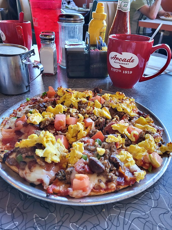 This isn't just pizza&mdash;it's breakfast pizza, the culinary equivalent of saying "yes, you absolutely can have it all" in one glorious, cheese-topped circle.