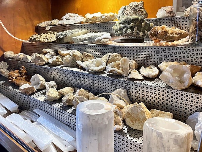 Mother Nature's jewelry box spills open with crystals and geodes that would make any geology professor swoon with delight.