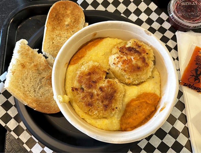 Shrimp and grits that would make a Lowcountry chef nod in approval. Those golden pools of butter aren't calories&mdash;they're little lakes of joy.