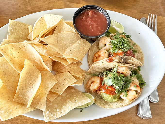 Shrimp tacos that deliver coastal vacation vibes with each bite&mdash;fresh cilantro, tender shrimp, and tortillas that clearly didn't come from a package.