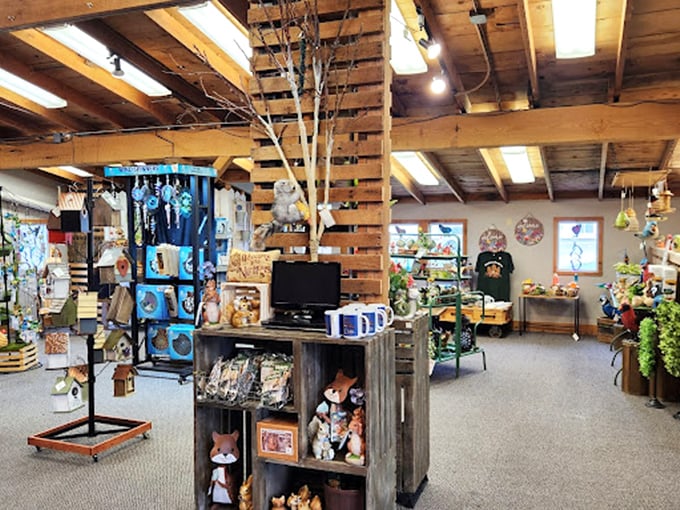 The gift shop's rustic charm could convince even minimalists to adopt a country aesthetic. Suddenly, wooden ducks and quilted potholders seem absolutely essential.