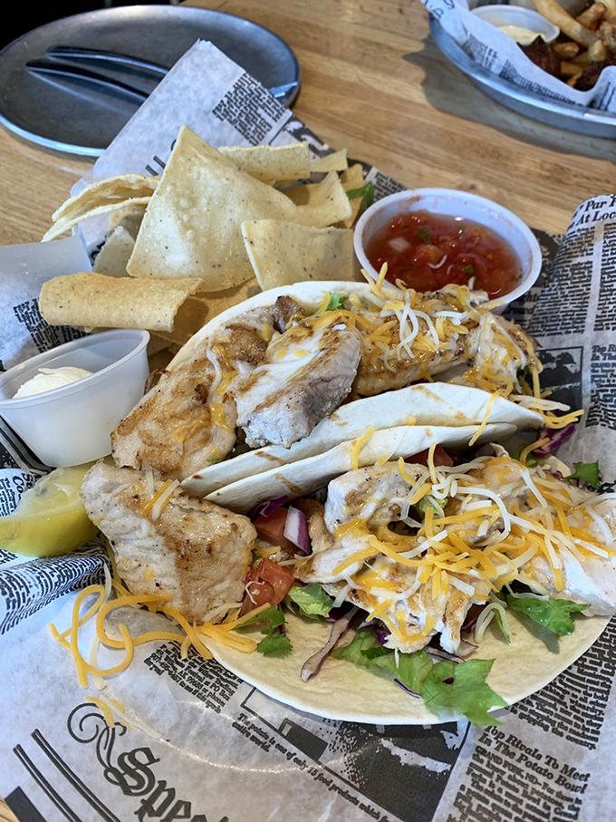 Forget ordinary fish tacos &ndash; these beauties come loaded with fresh fixings and enough cheese to make a Wisconsin dairy farmer nod in approval.