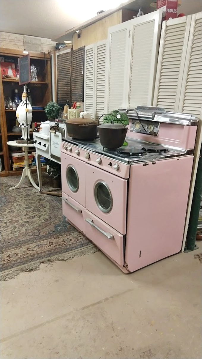 That pink vintage stove isn't just kitchen equipment&mdash;it's a portal to Sunday dinners past. Can't you just smell grandma's pot roast?