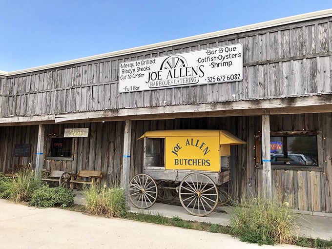 Joe Allen's yellow wagon isn't just decoration&mdash;it's a warning sign that serious meat business happens here. Proceed with hungry caution.