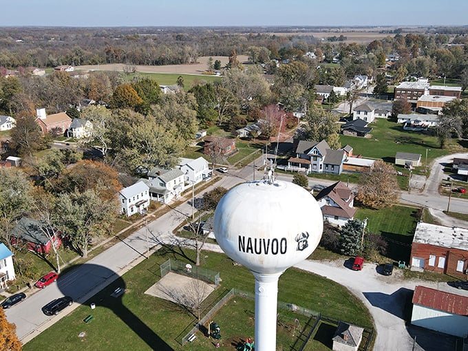 Nauvoo's colorful homes dot the landscape like a painter's palette spilled across the Illinois countryside.