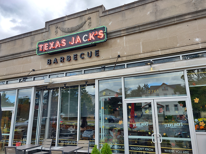 Texas Jack's storefront brings a touch of Lone Star swagger to Arlington. Those windows aren't just for looking &ndash; they're showcasing happiness in progress.