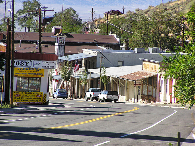 Austin: "The streets of Austin offer a glimpse into Nevada's mining past, where fortune-seekers once bustled past these same storefronts in search of silver."