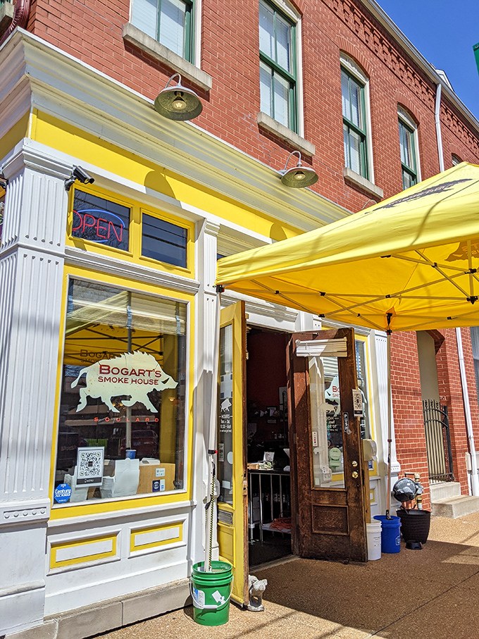 Those cheerful yellow doors at Bogart's lead to a wonderland where blowtorches caramelize ribs to sticky perfection.
