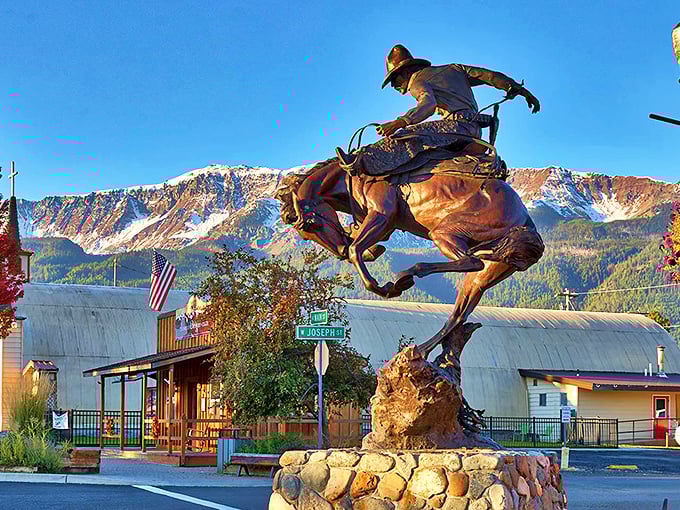 Nestled beneath snow-capped peaks, Joseph spreads across the valley floor like a town that knows exactly where it belongs.