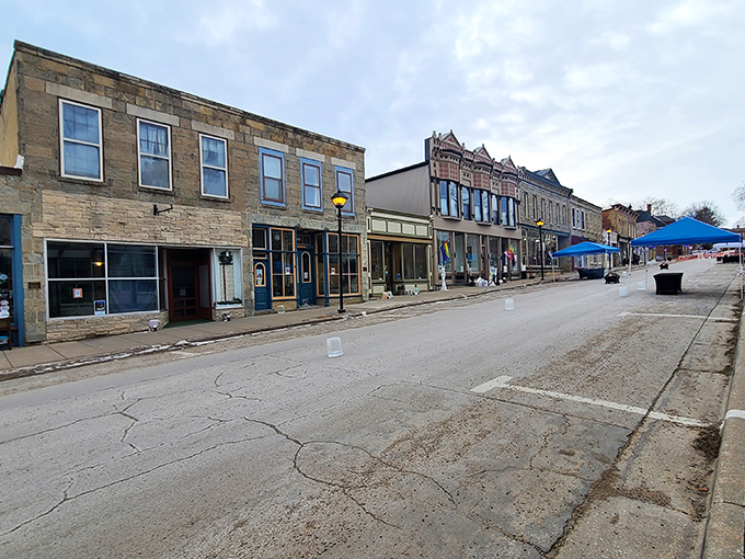 The weathered stone buildings of Mineral Point stand like sentinels of Wisconsin history. They've earned every beautiful wrinkle. 