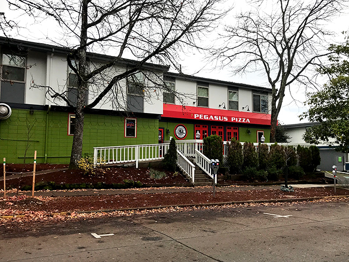 The red and green color scheme isn't just for Christmas &ndash; Pegasus Pizza celebrates flavor year-round in Eugene.