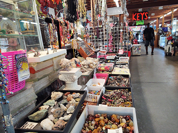 Jungle-themed dining area! Red Barn's whimsical mural transforms a simple meal break into a mini tropical vacation between shopping sprees.