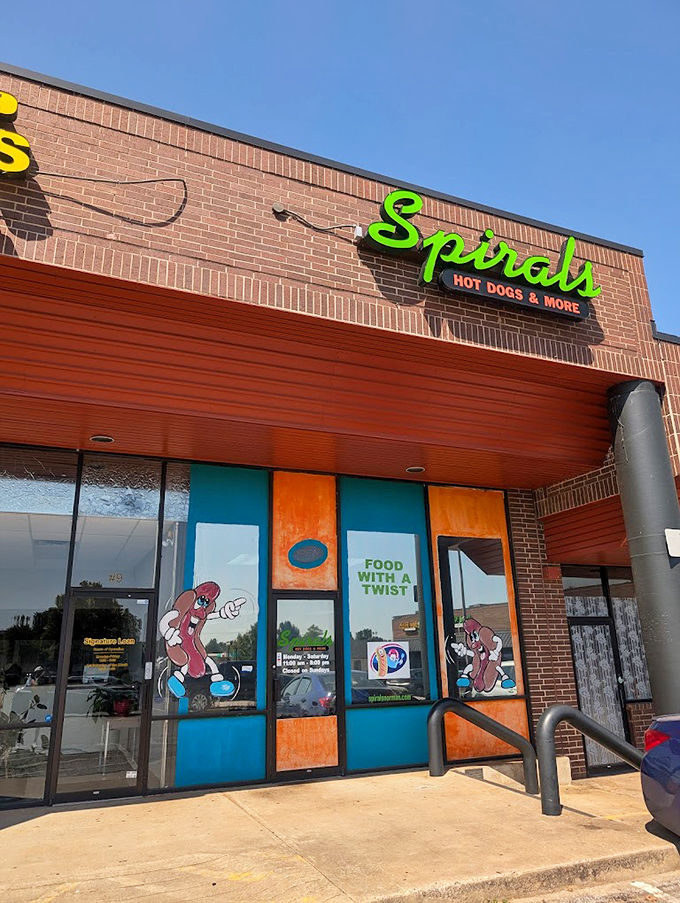 "Food with a twist" isn't just clever wordplay&mdash;Spirals' bright green sign and playful aesthetic hint at the culinary creativity waiting inside.