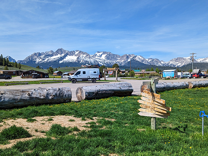 Stanley: Snow-capped peaks stand like sentinels over Stanley, where the term "room with a view" takes on an entirely new meaning.