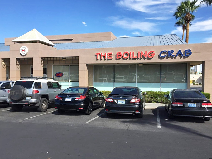 Blue skies and palm trees frame The Boiling Crab&mdash;where plastic bibs become badges of honor in the quest for perfect shellfish.