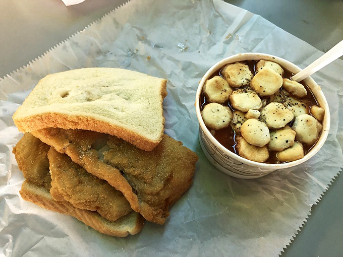 Oyster crackers floating like tiny life rafts in a sea of savory soup&mdash;comfort in a bowl, West Virginia style.