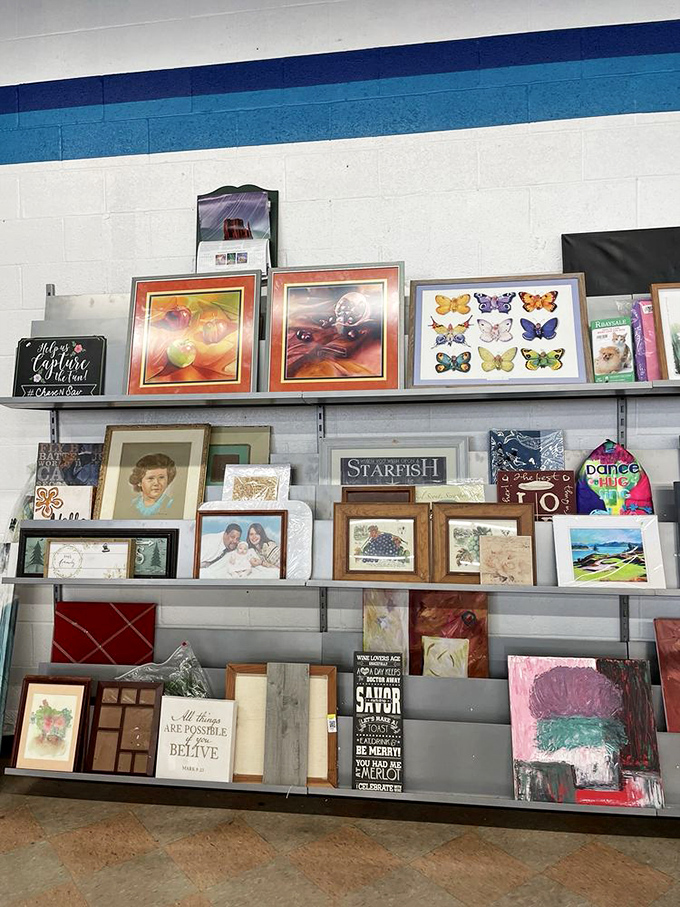 A gallery of second-chance art where someone else's discarded decor becomes your statement piece. One person's "meh" is another's masterpiece!