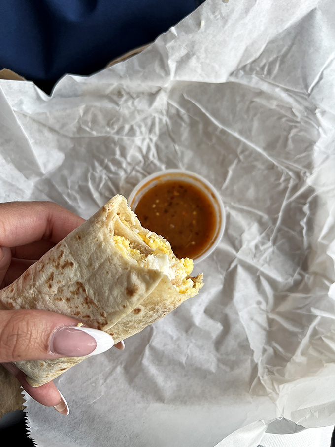 Behold, the breakfast burrito in its checkered paper cradle&mdash;like finding the Hope Diamond in a gas station, but infinitely more satisfying.