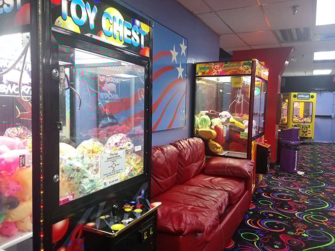 The arcade area promises prizes that seem deceptively within reach, creating that wonderful gambling thrill without actually risking your retirement fund.