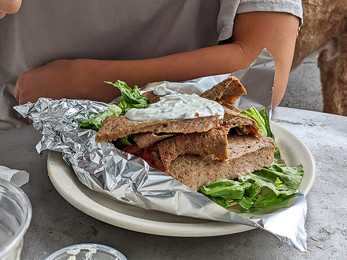 When gyro meat meets fresh lettuce and that heavenly tzatziki sauce, it's like a Mediterranean vacation on a plate.