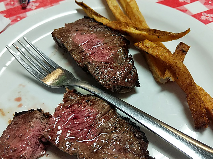 These sliced strips of beefy perfection swim in their own juices like Olympic champions in a pool of gold medals.